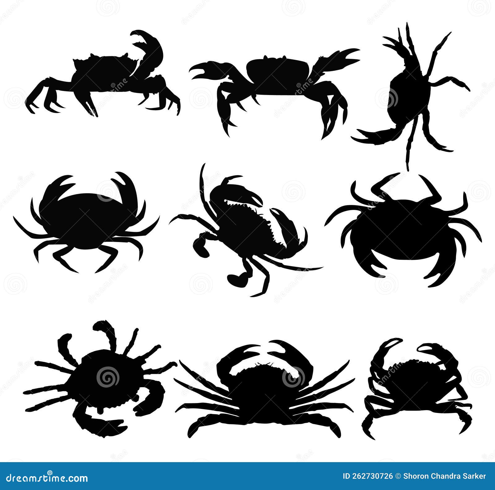 Crabs Black Silhouette and Vector Art Stock Vector - Illustration of ...