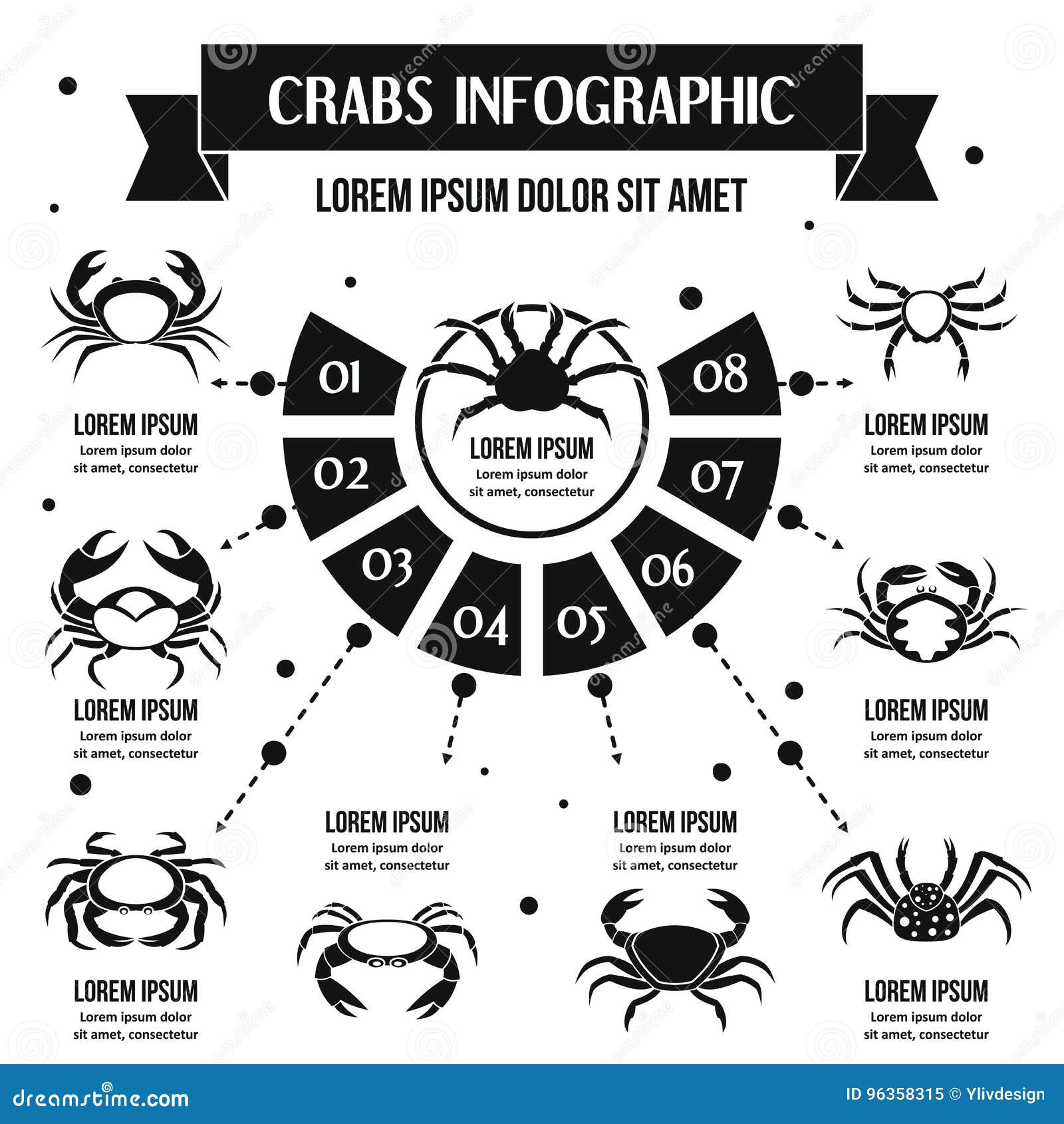 Crabs Infographic Concept, Simple Style Stock Vector - Illustration of ...
