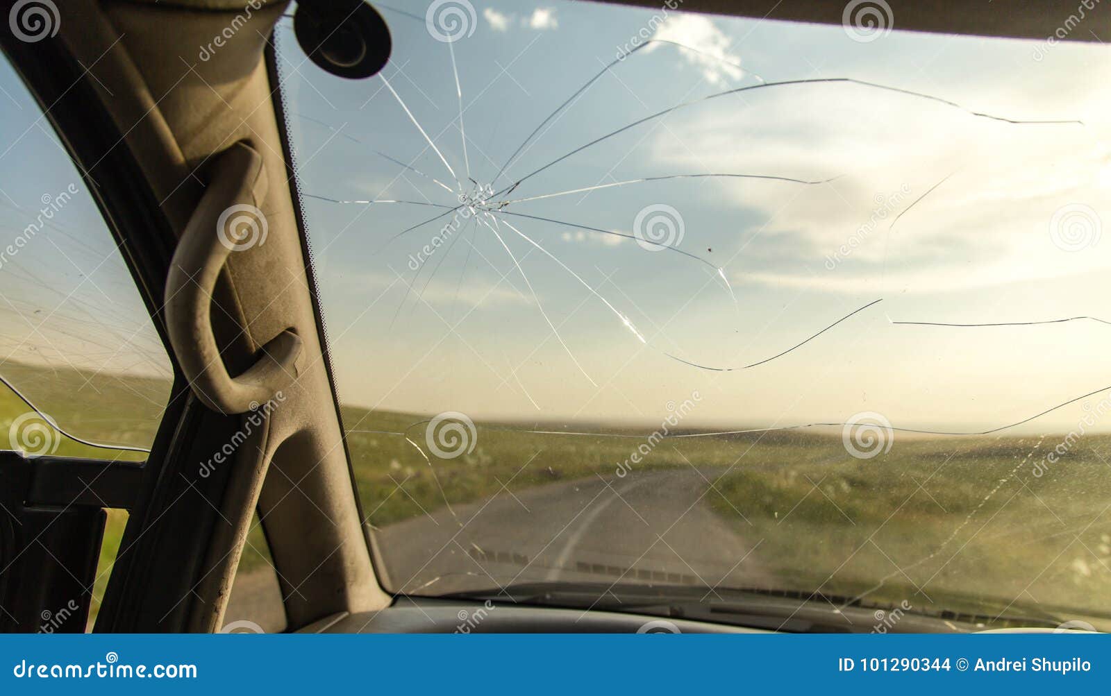Crack On The Auto Glass As A Background Royalty-Free Stock Photo ...
