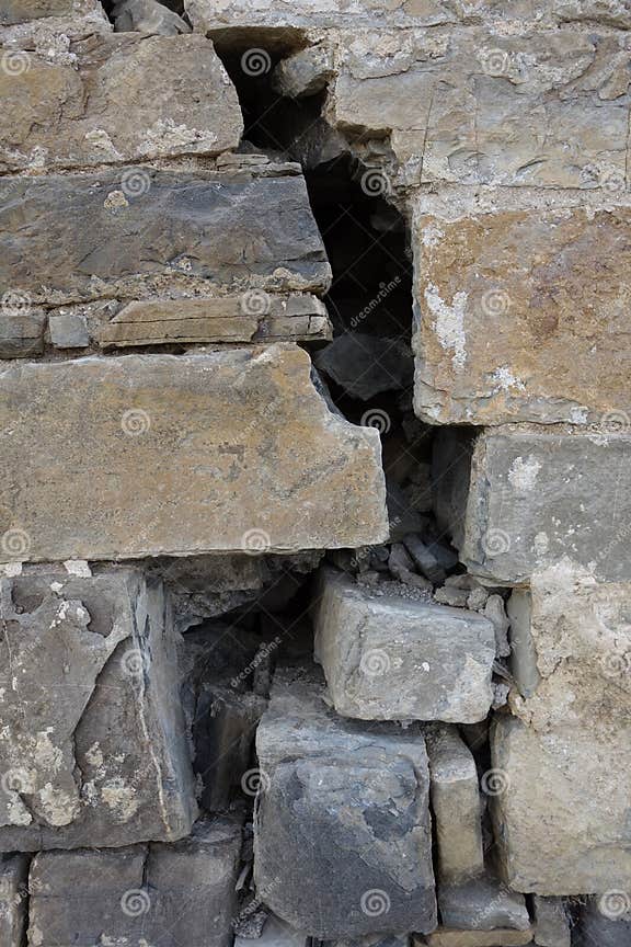 A Crack on a Big Castle Wall Stock Photo - Image of crack, object ...