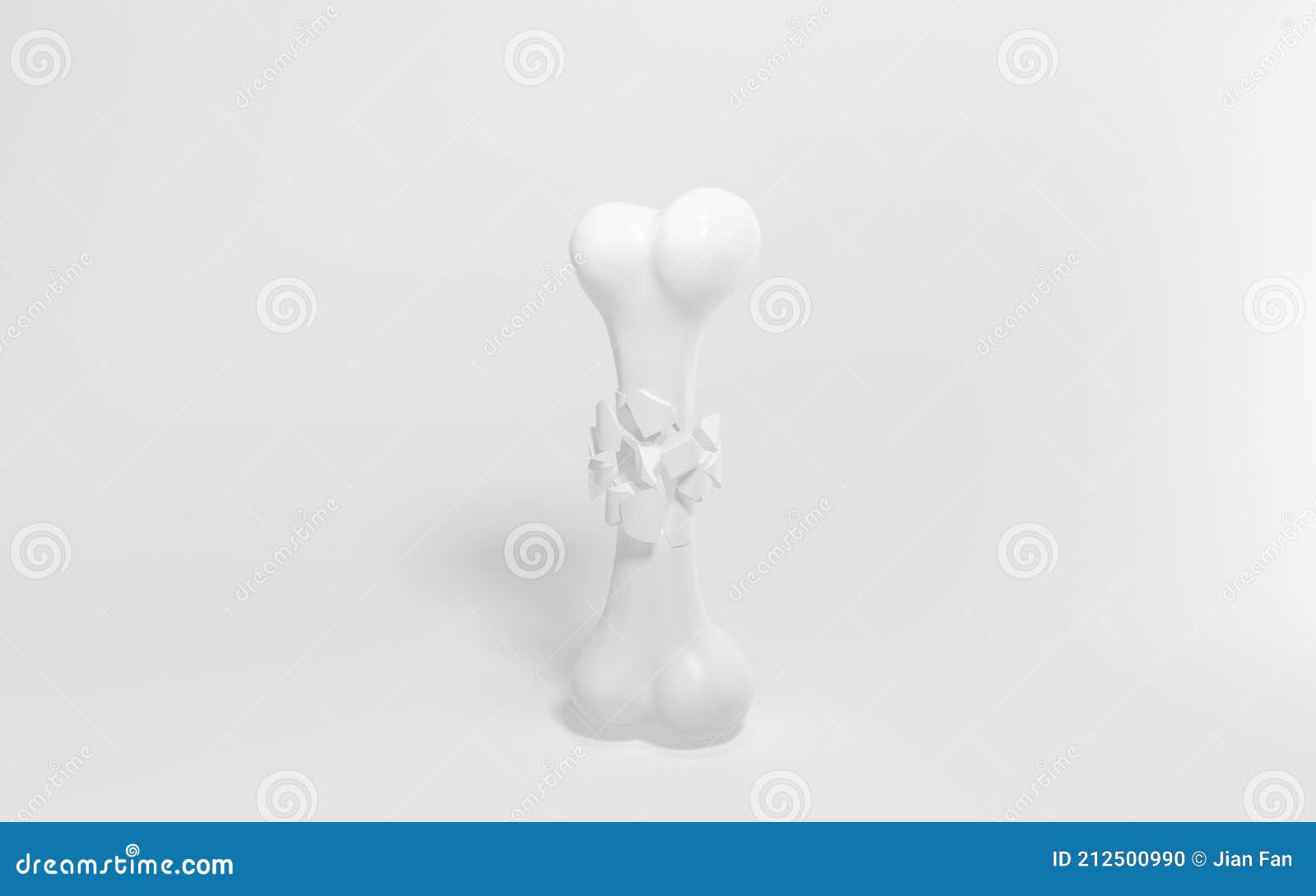 Crack Bone Isolated on White Background, 3d Rendering Stock ...