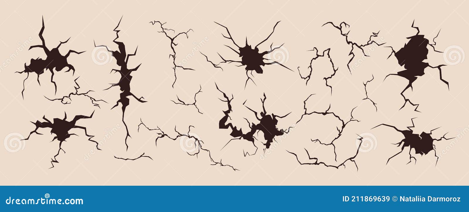 Crack, Broken Surface Set, Ink Broken Rift Effect Texture, Grunge Crack ...