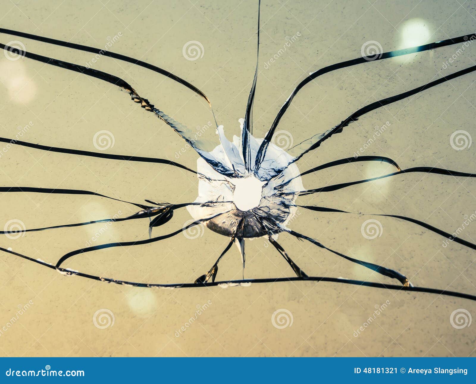 Crack of Bullet Hole on Glass Stock Image - Image of dangerous, sharp ...