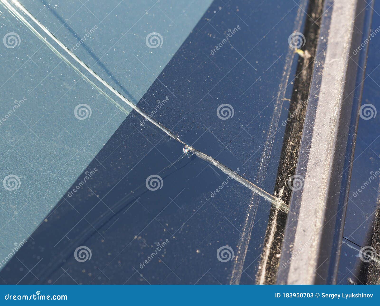 Crack on the Car Windscreen from a Stone Stock Image - Image of ...