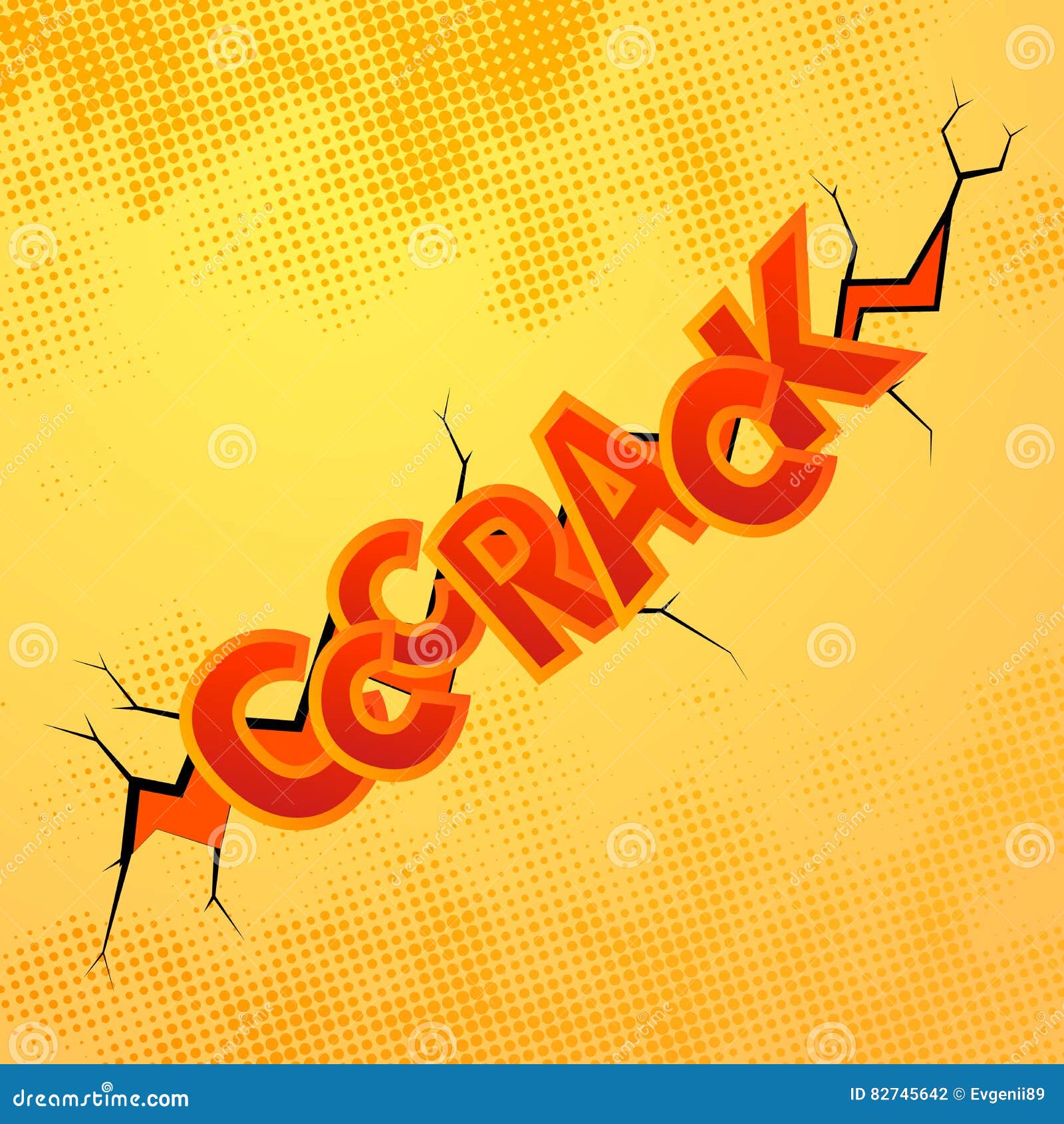 Crack Comics Sound Effect with Halftone Pattern on Yellow Stock Vector ...