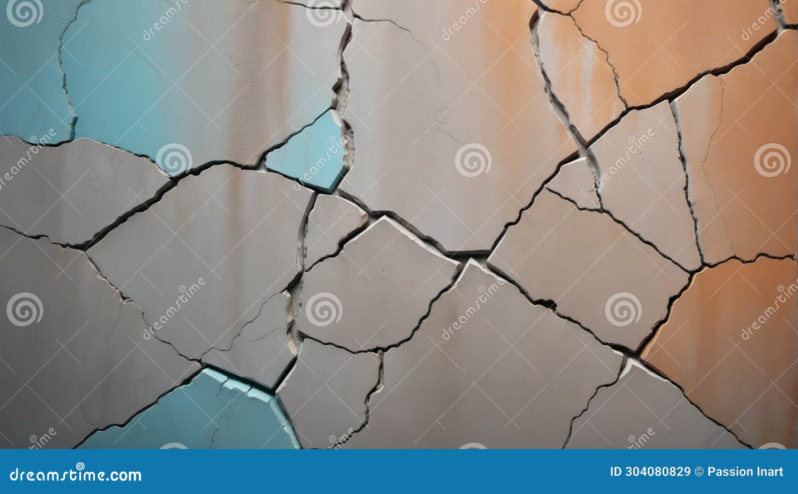 Crack On Concrete Or Ground Due To Aging Or Drought. Set Of Fissures ...