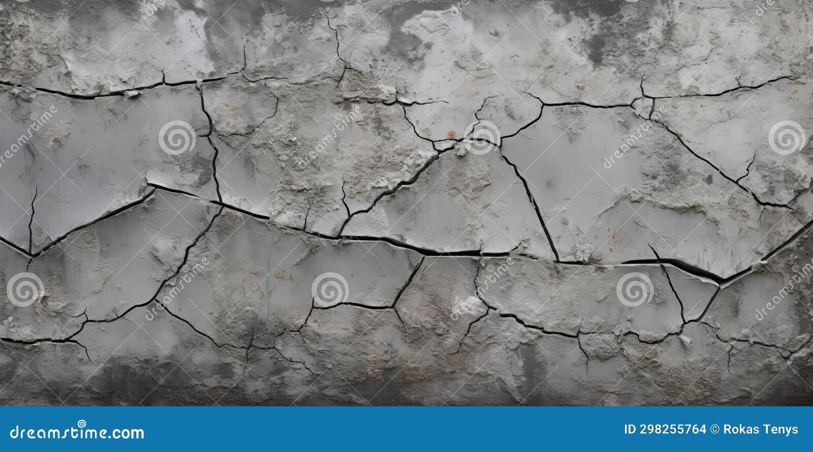 Crack On Concrete Or Ground Due To Aging Or Drought. Set Of Fissures ...