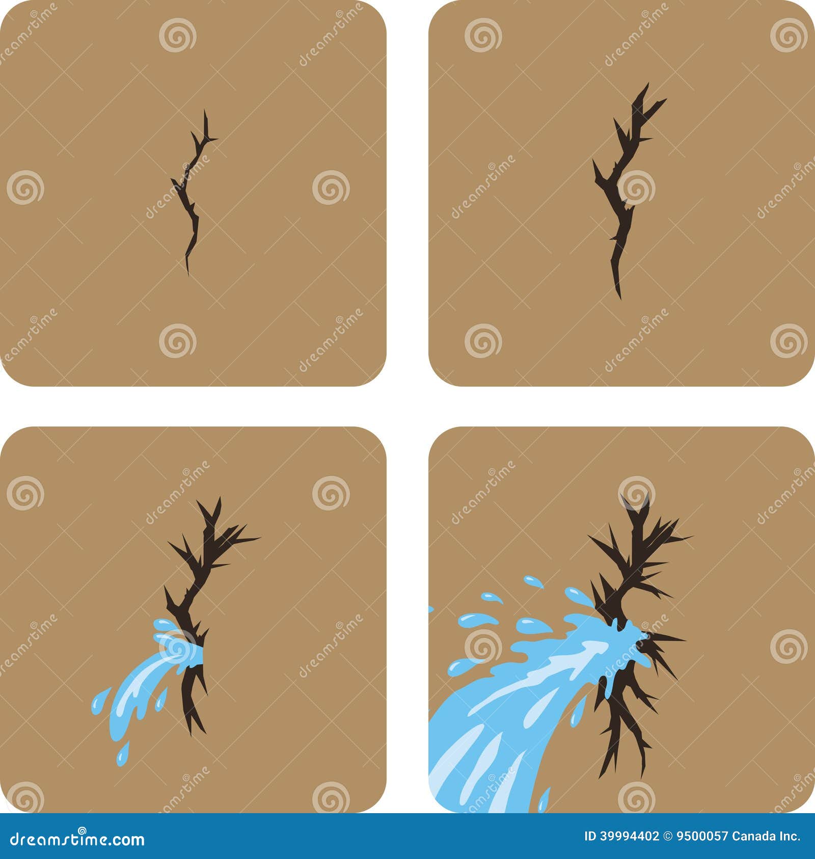 Crack in dam stock vector. Illustration of water, growing - 39994402