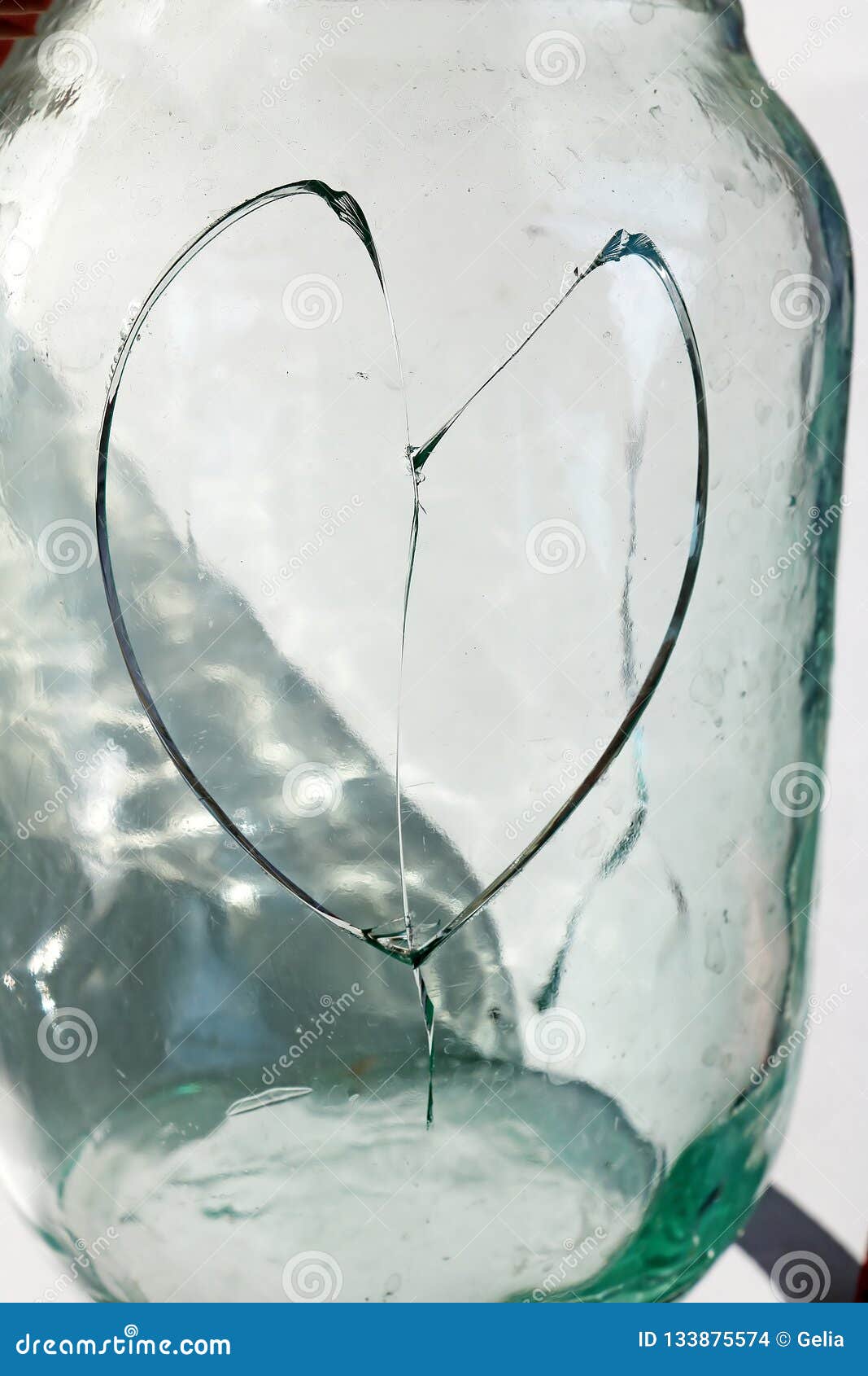 Crack in the Form of the Heart on a Glass Jar Stock Photo - Image of ...