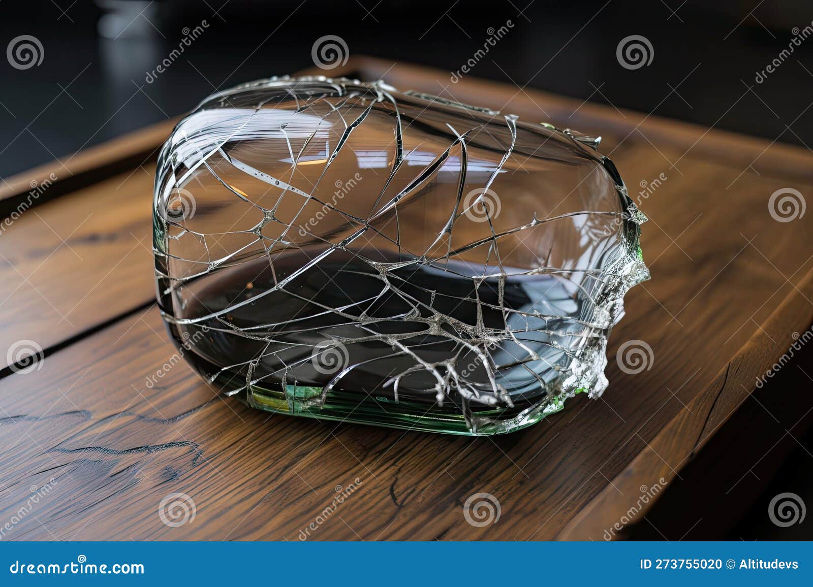Crack in Glass with Metal Wire Wrapped Around it Stock Illustration ...