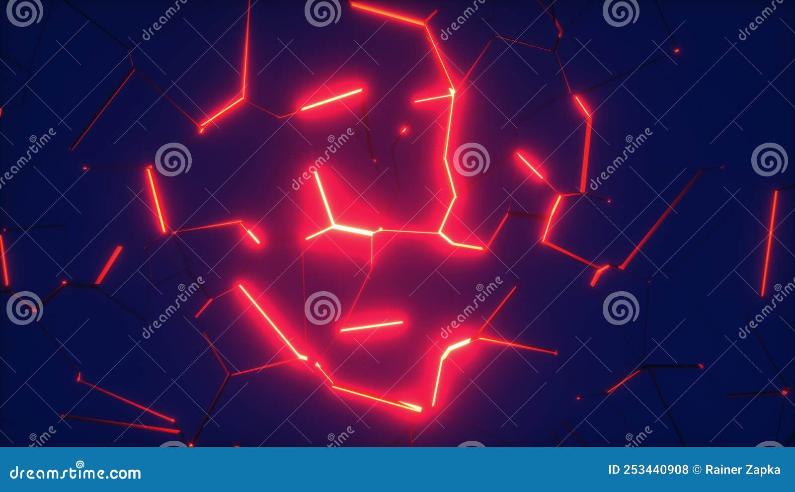 Crack in the Ground Glowing Red 3d Rendering Stock Illustration ...