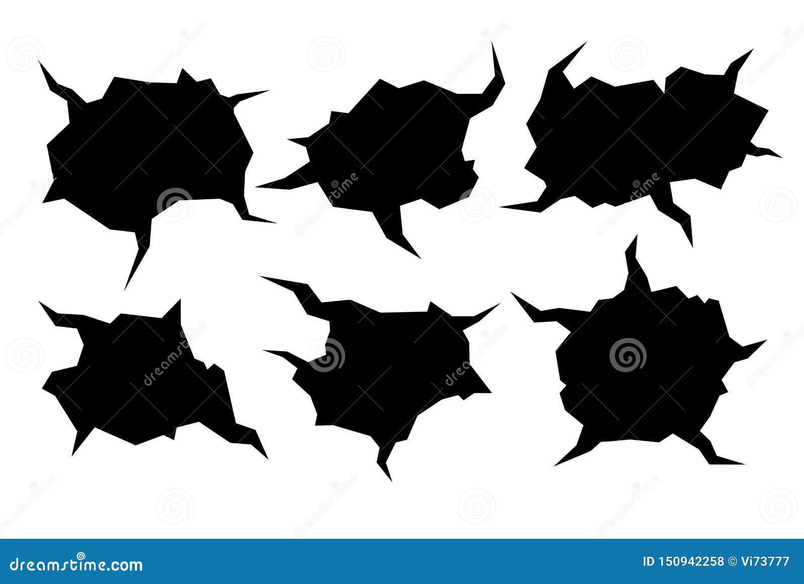 Crack Holes Set. Damaged Surface. Broken Wall Vector Design Collection ...