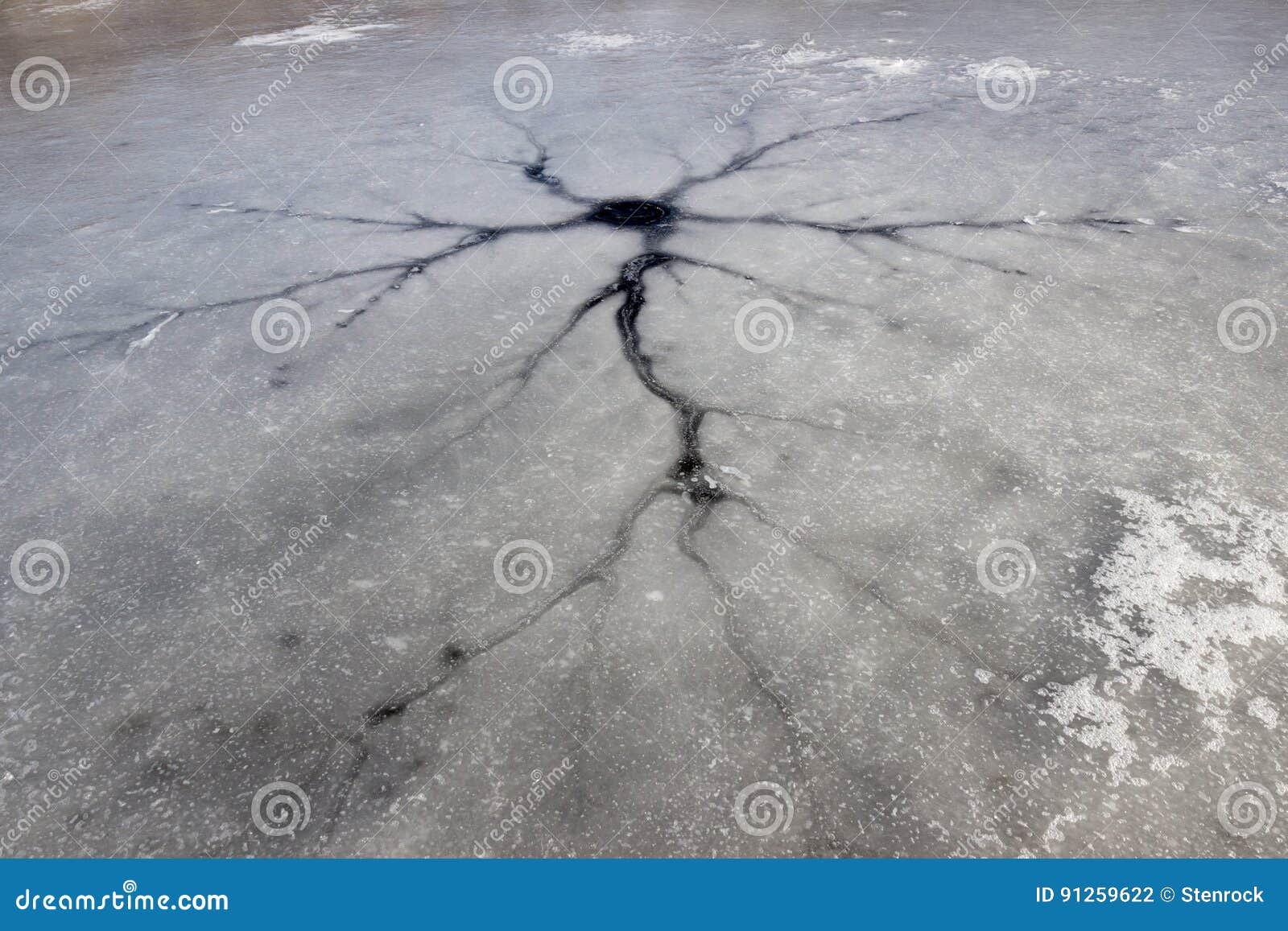 Crack in the Ice on Frozen Lake Surface Stock Photo - Image of surface ...