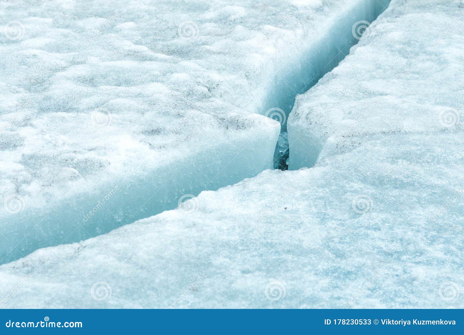 A Crack in the Ice. Melting Snow Stock Image - Image of frozen, crack ...
