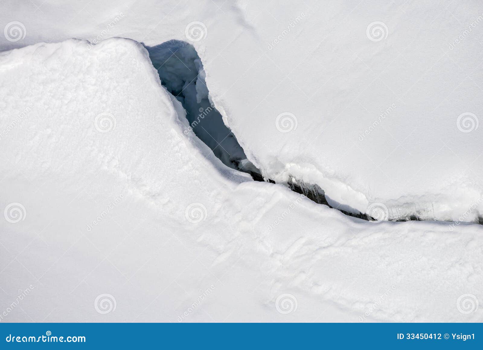 Crack in the Ice Under the Snow Stock Photo - Image of cold, white ...
