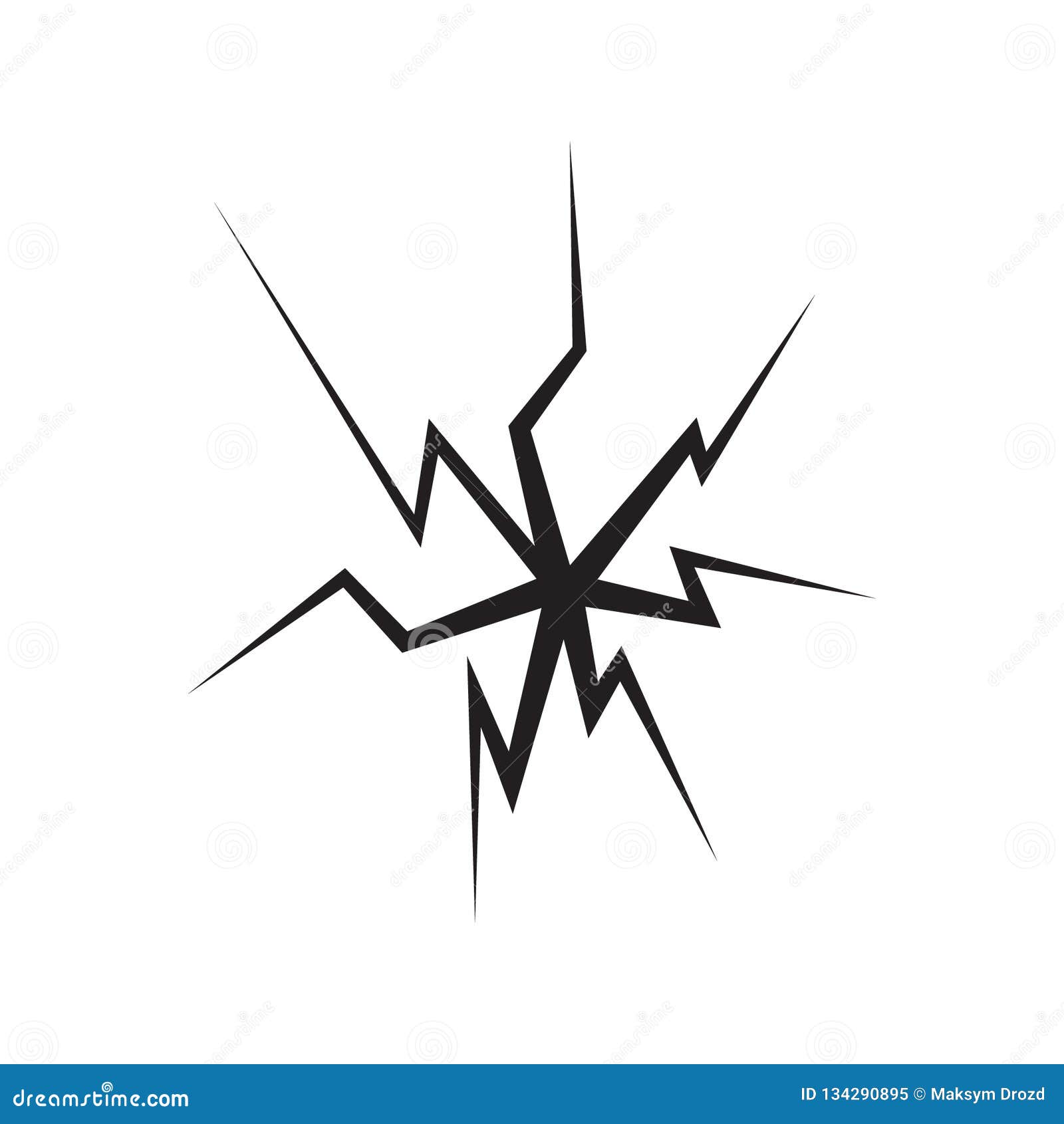 Crack Icon Set. Broken Illustration Symbol. Sign Fissure Vector ...