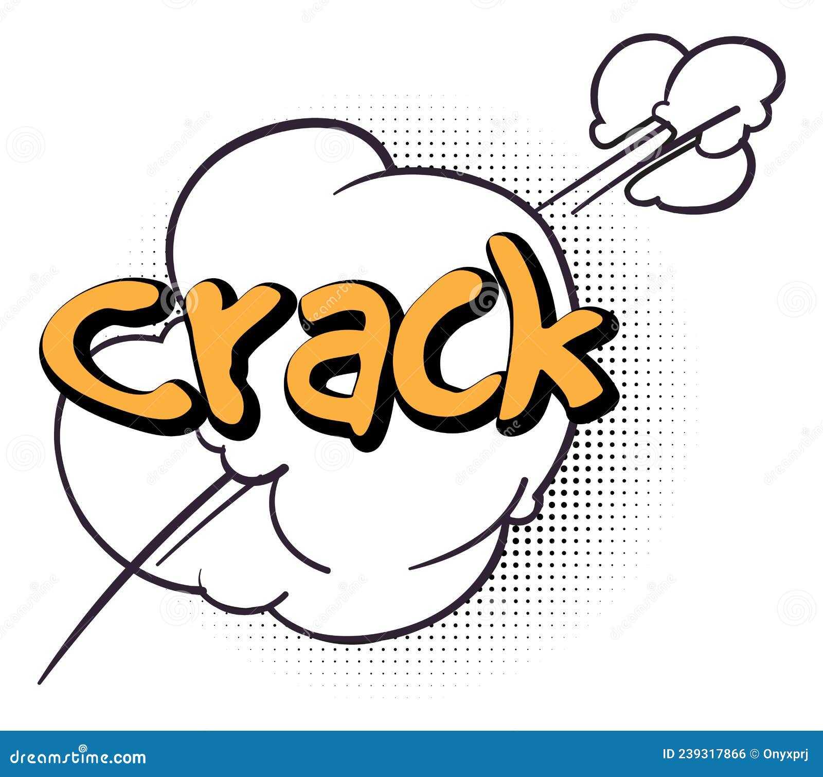 Crack Sound Effect. Funny Sticker with Comic Speech Cloud Stock Vector ...