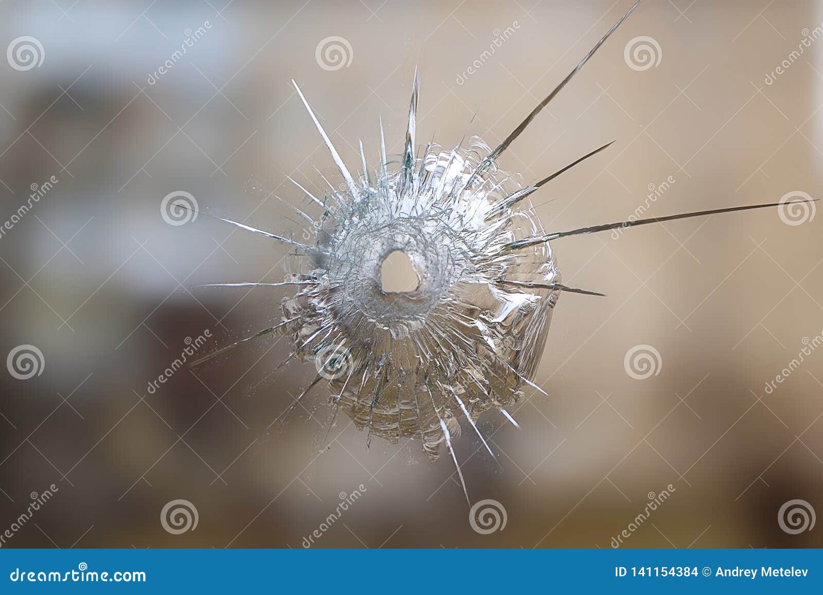 Crack and Split on the Glass from a Shot at it, the Background is ...