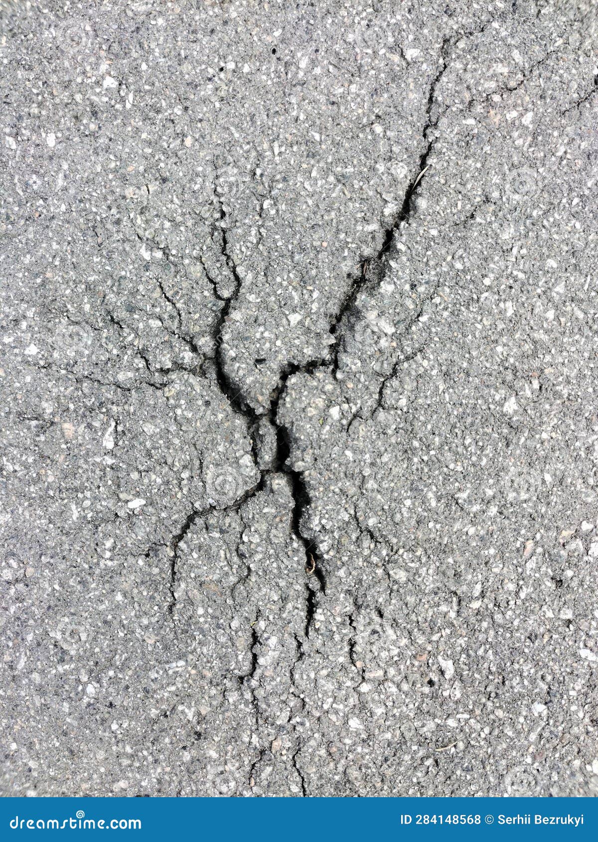 A Crack with Splits in Different Directions in the Old Asphalt on the ...