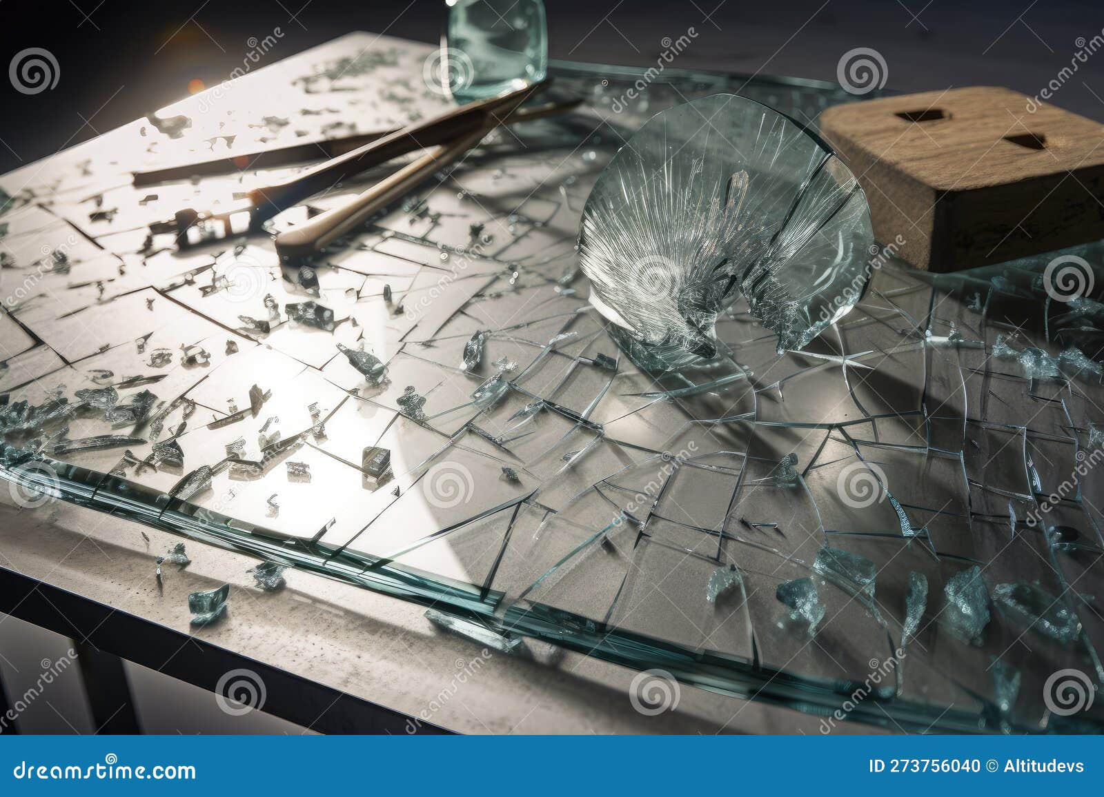 Crack Spreading Across the Surface of a Glass Table, Showing the ...