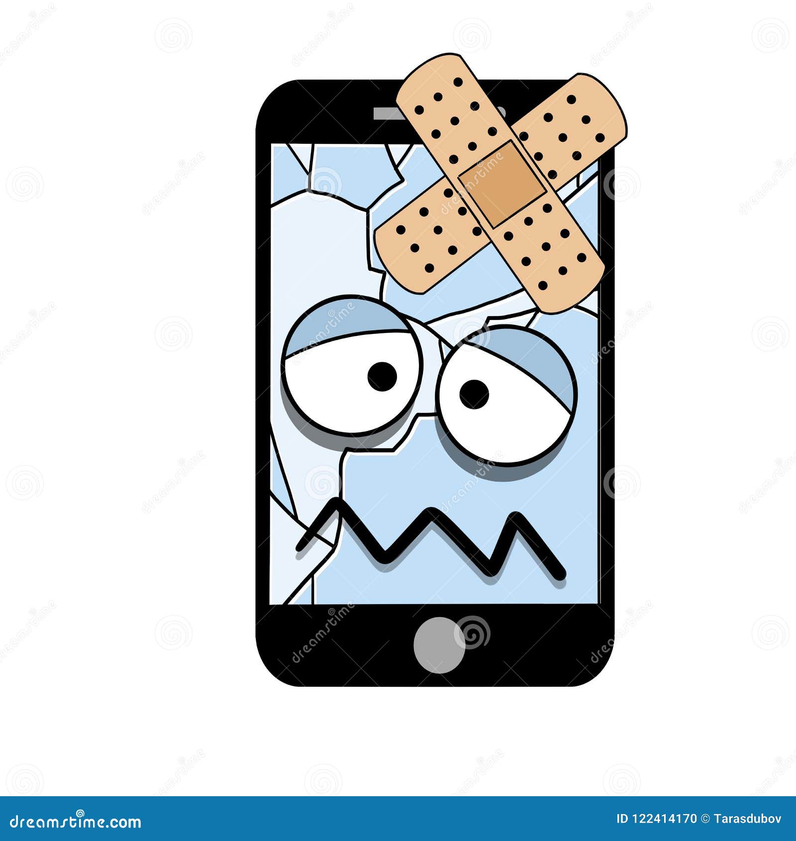 Mobile Phone with Sad Eyes Draw Illustration Stock Vector ...