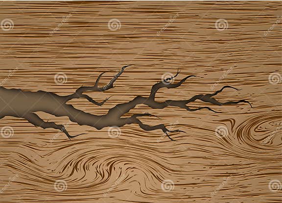 Crack in the Tree Cracked Piece of Wood Stock Vector - Illustration of ...