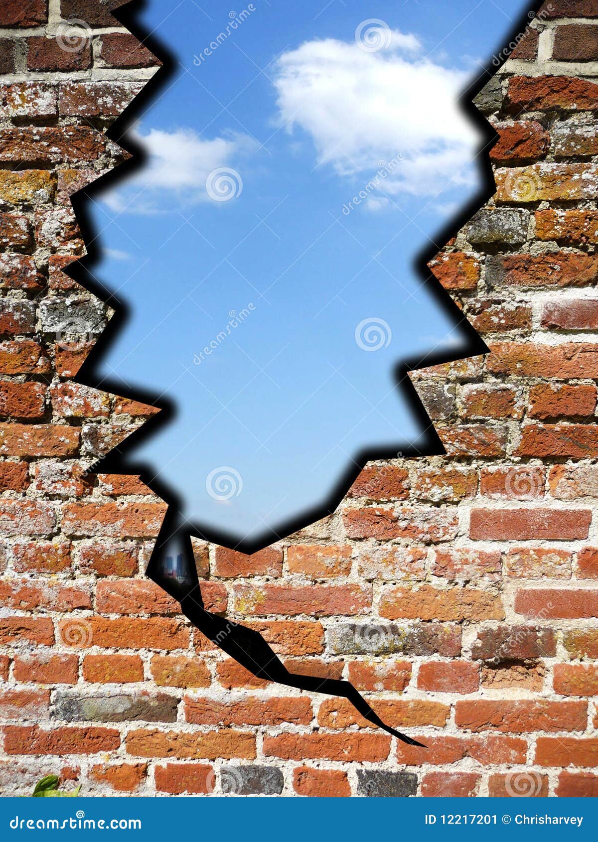 Crack in the Wall stock image. Image of broke, broken - 12217201