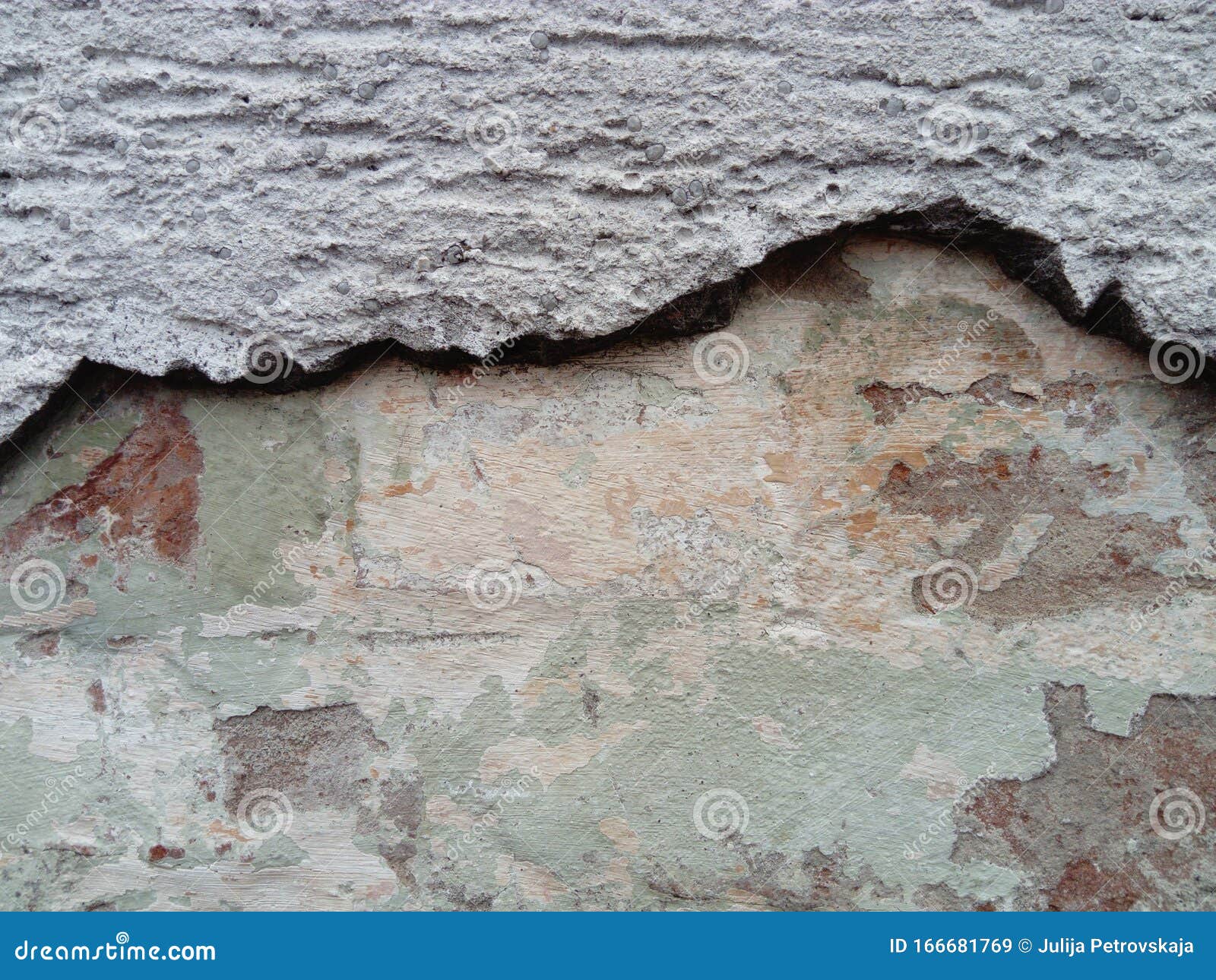 Crack on the Wall of the House. Poor Quality Stucco Falls Off the ...