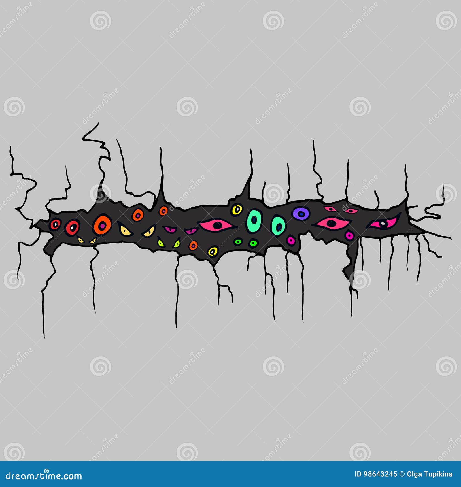 Crack in the Wall,from Which Many Eyes Look, Bright, Multicolore Stock ...