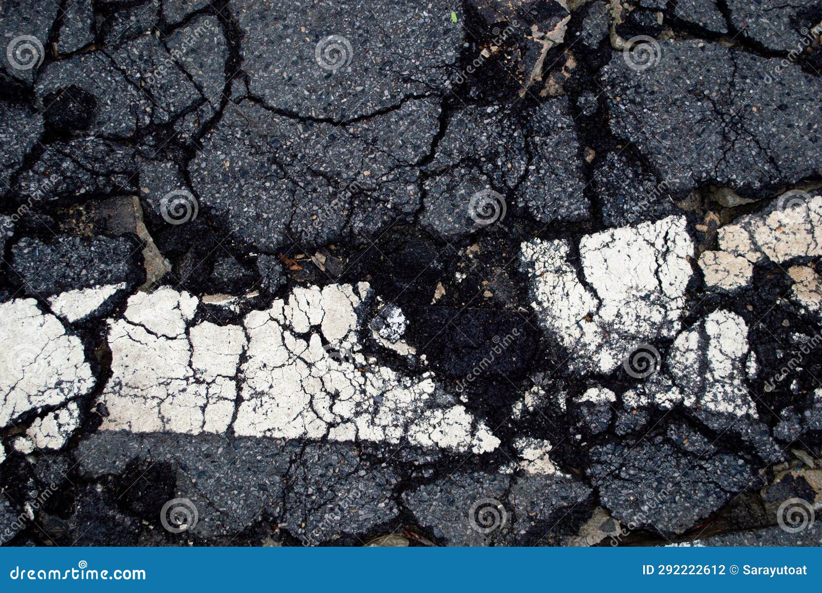 Crack White Line Road on Asphalt Floor in Parking Stock Photo - Image ...
