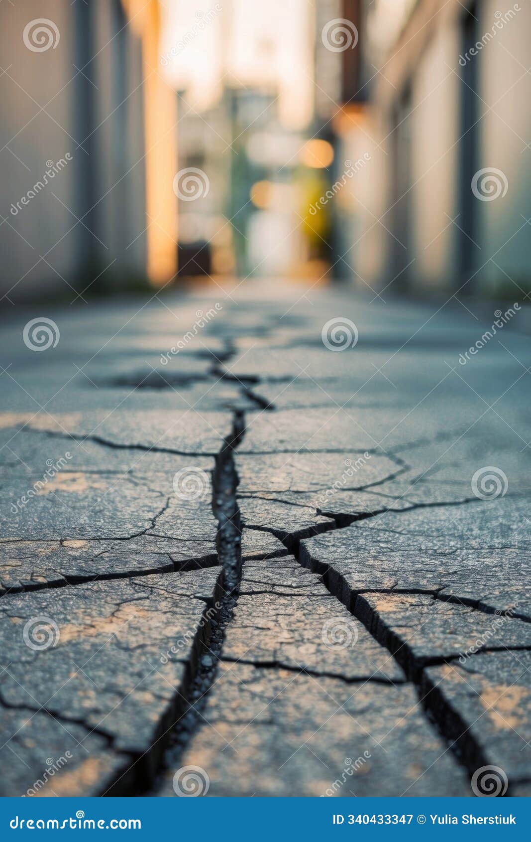Cracked Asphalt Pathway in Urban Environment. Stock Image - Image of ...