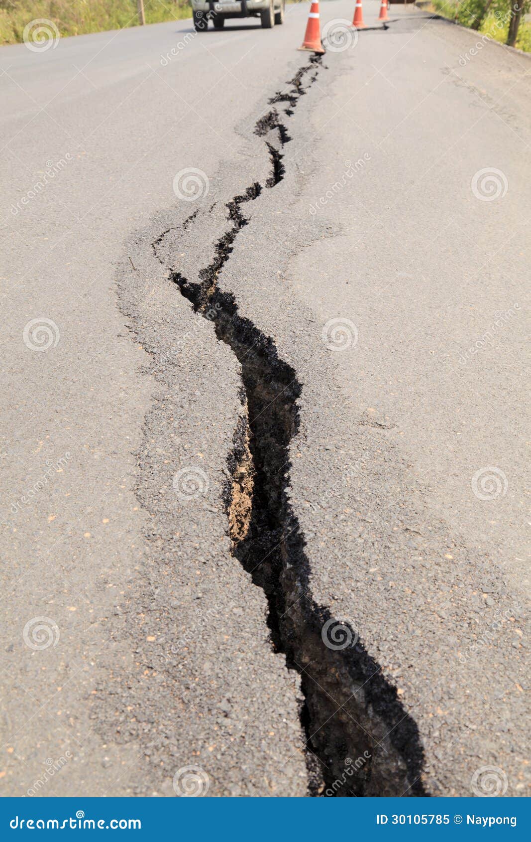 Cracked asphalt road stock image. Image of effect, broken - 30105785