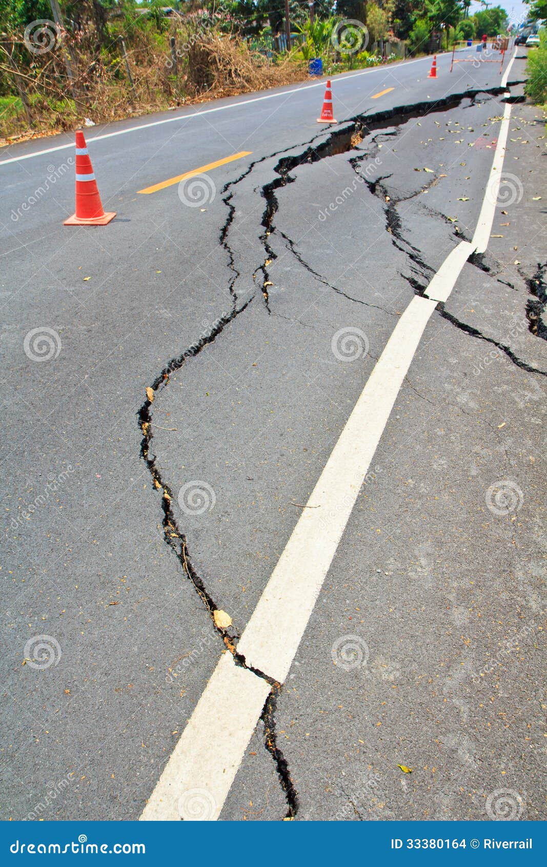 Cracked asphalt road stock photo. Image of field, orange - 33380164