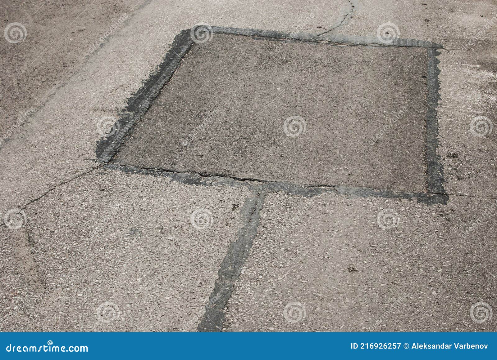 Repair asphalt patch stock image. Image of patched, bitumen - 216926257