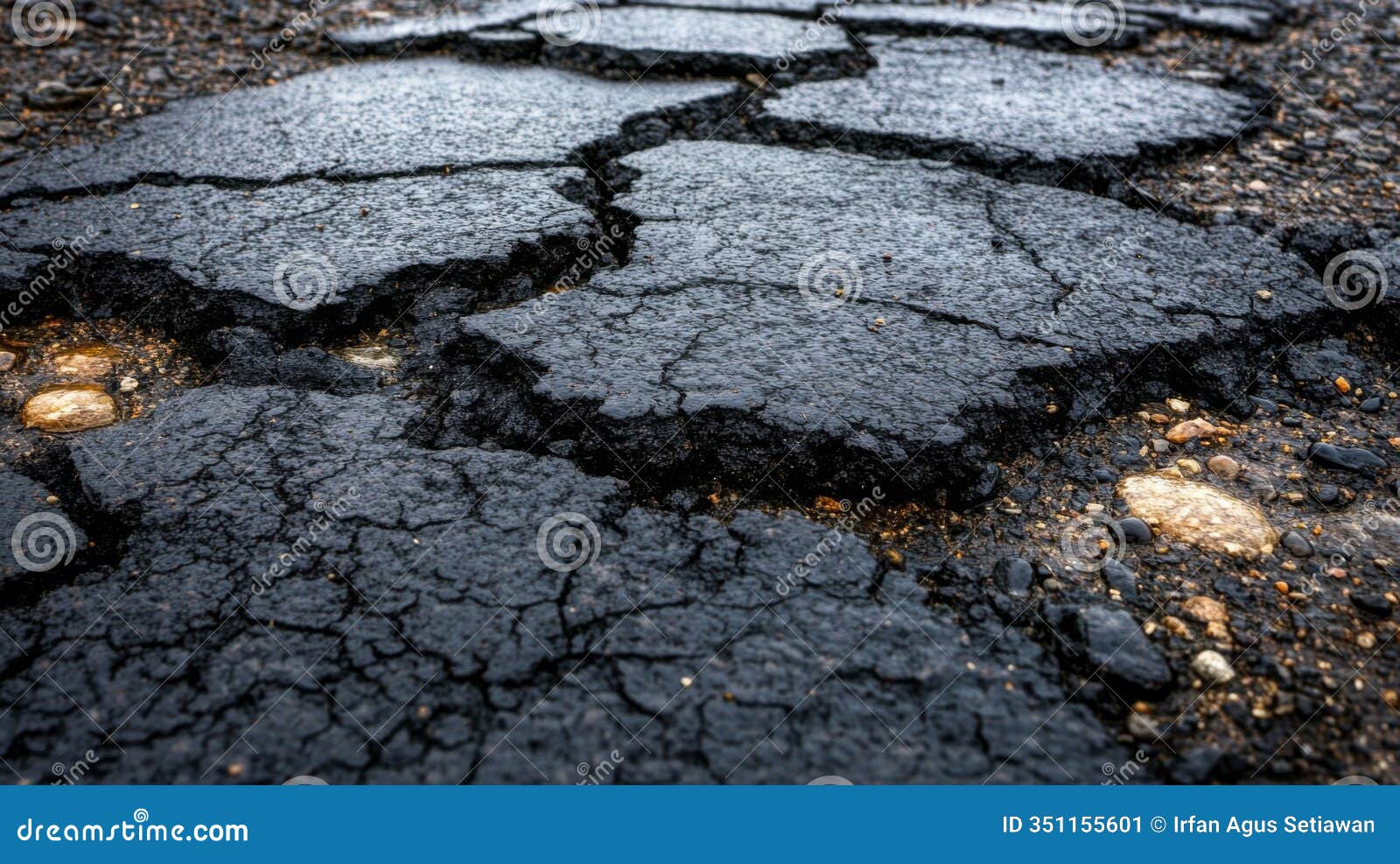 Cracked Asphalt Road Surface Showing Extensive Damage Stock ...