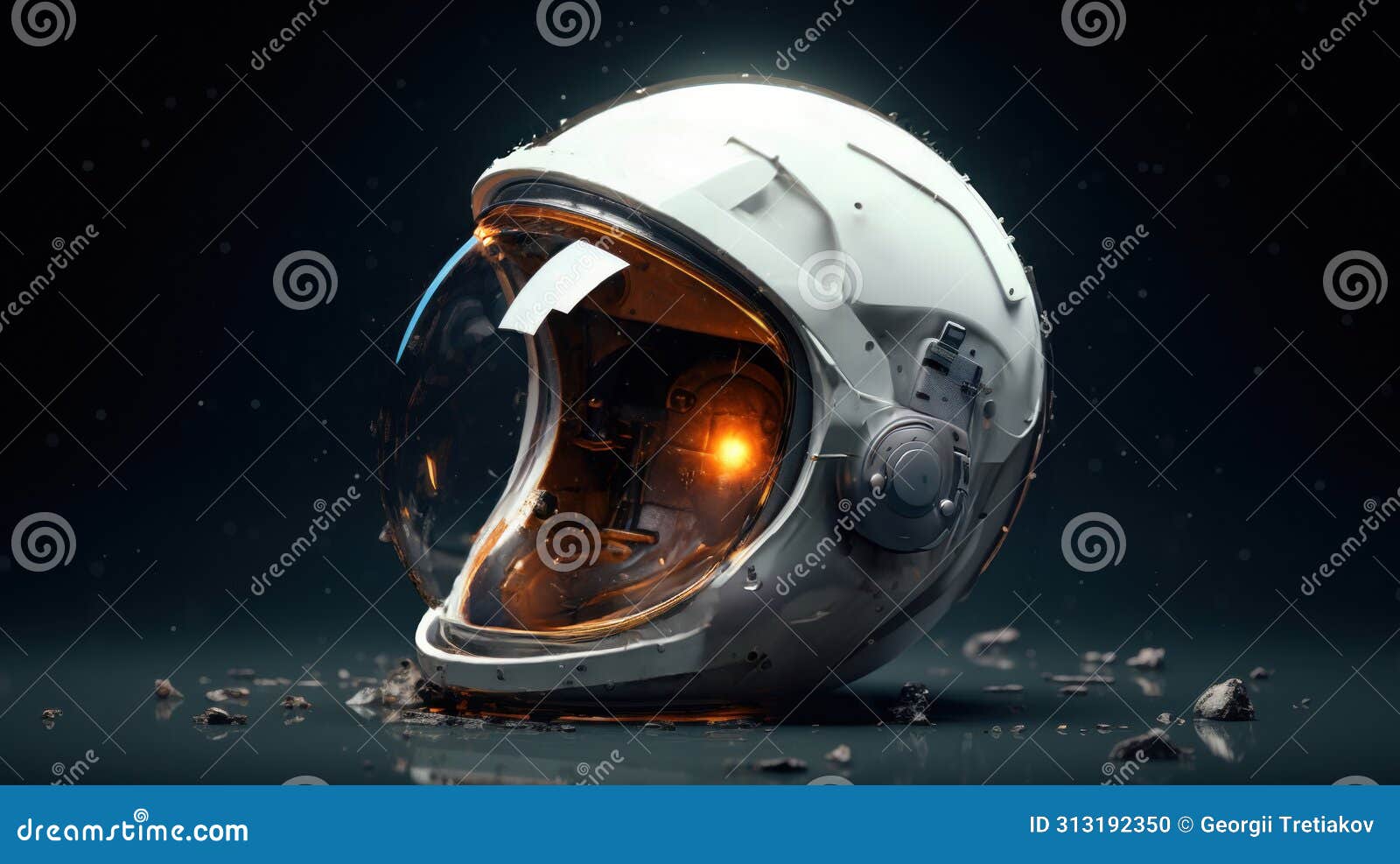Cracked Astronaut Helmet Glass in Outer Space Stock Illustration ...