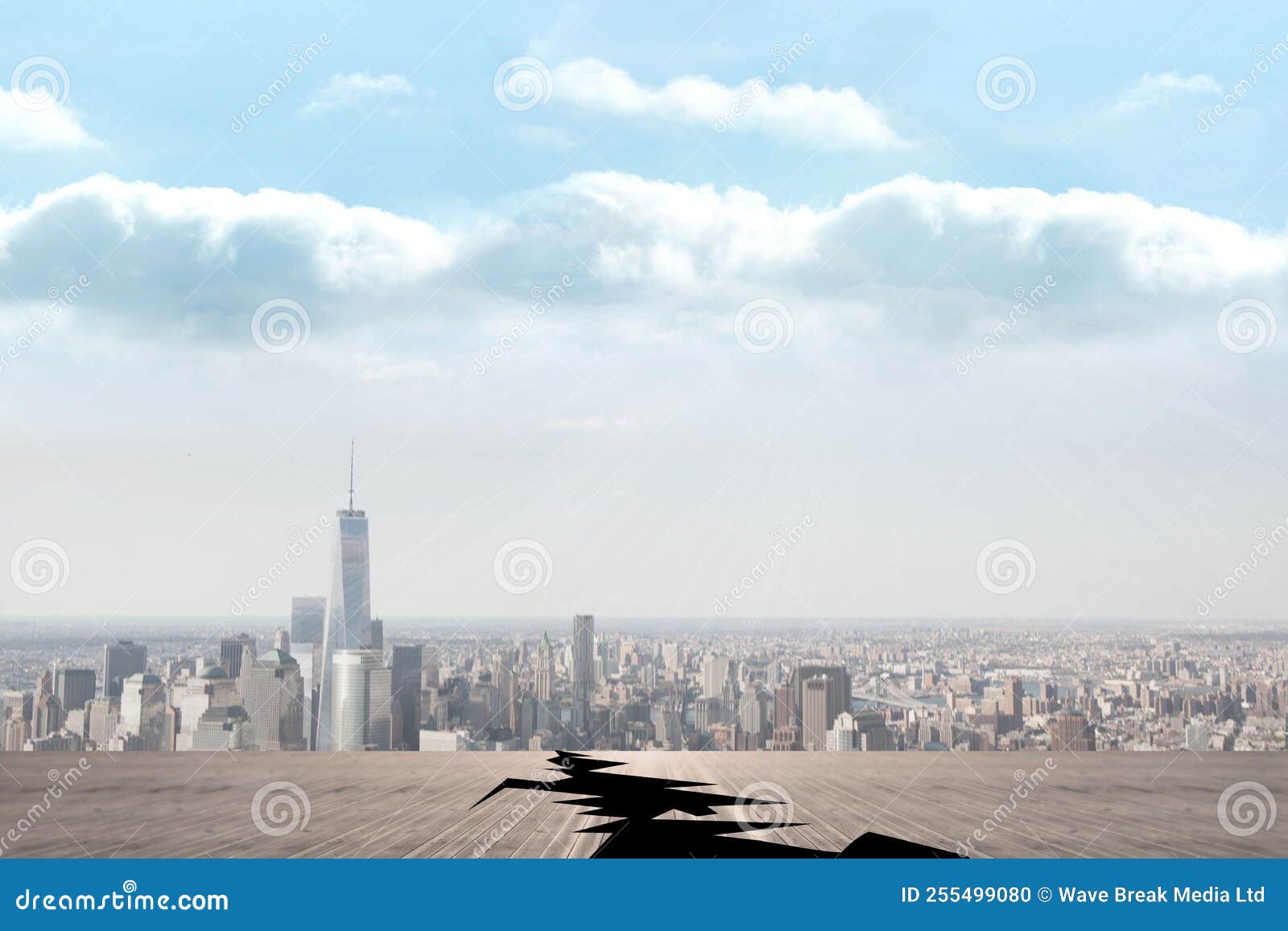 Cracked Balcony Overlooking City Stock Illustration - Illustration of ...