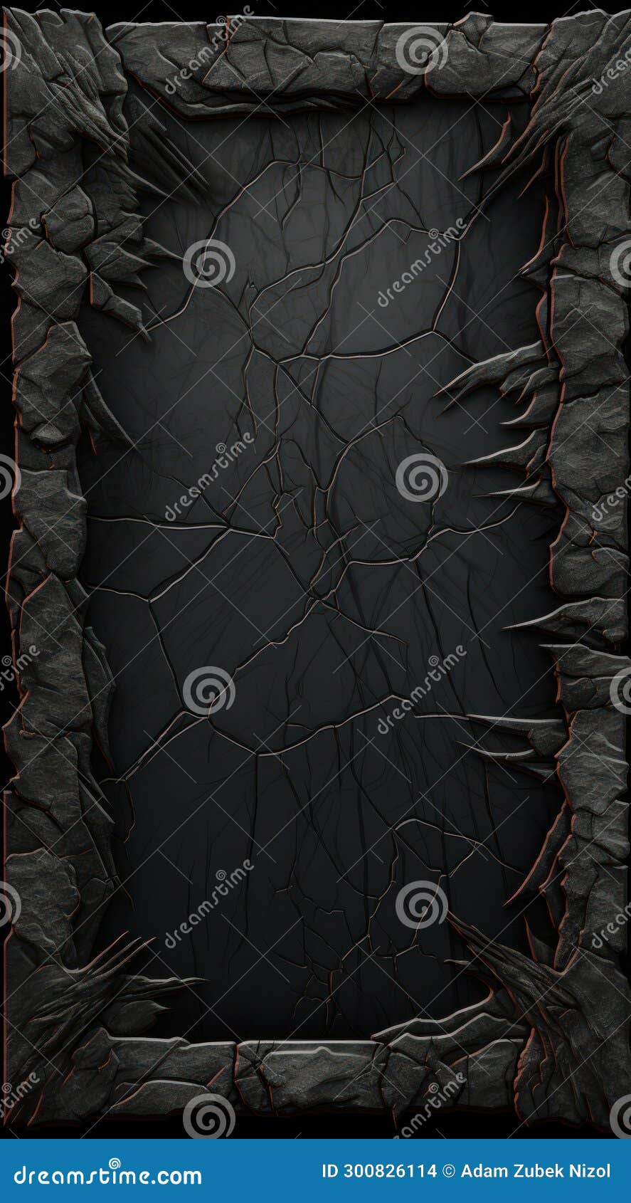 A Cracked Black Rectangular Object with Orange Border Stock ...