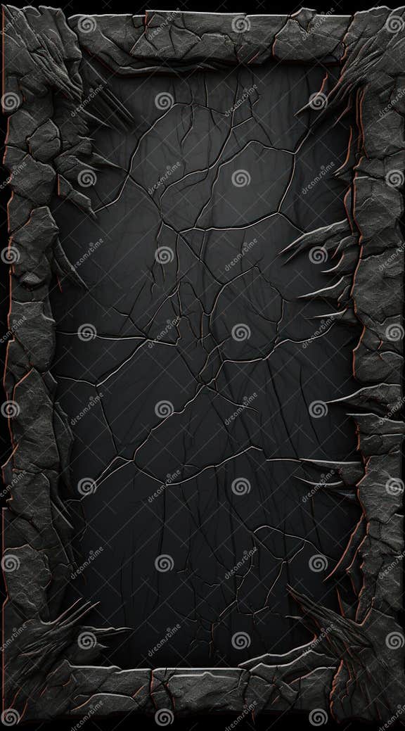 A Cracked Black Rectangular Object with Orange Border Stock ...