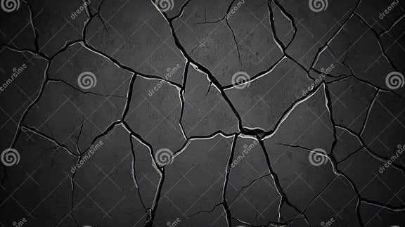 Cracked Black Surface Showcasing Intricate Patterns of Dryness in ...