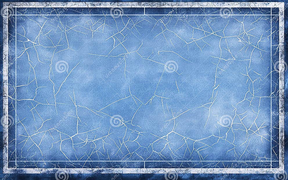 Cracked Blue Background Texture with White Border Creating an Abstract ...