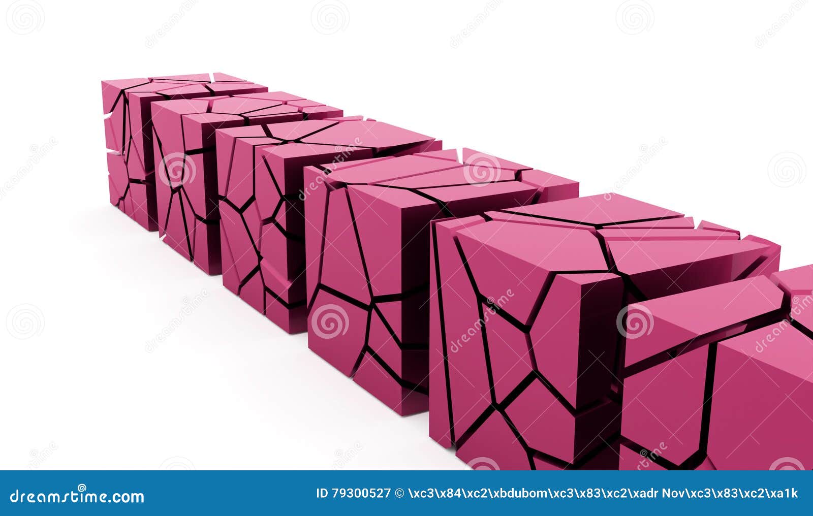 Cracked blue cube. stock illustration. Illustration of background ...