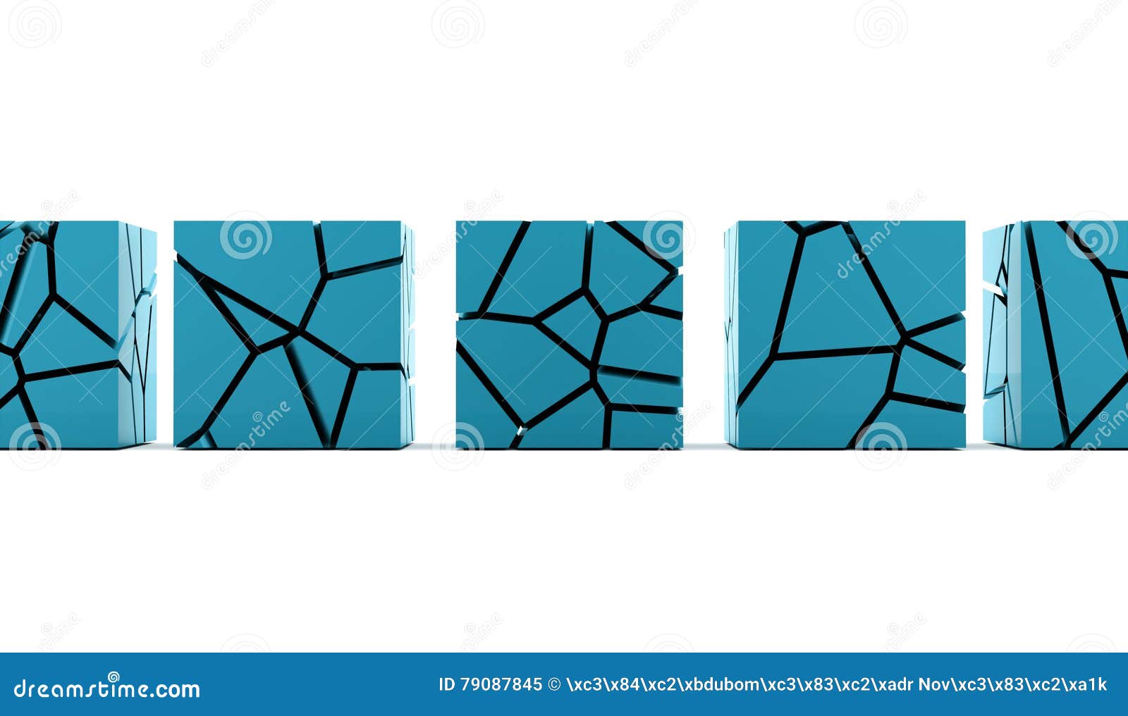 Cracked blue cube. stock illustration. Illustration of graphic - 79087845