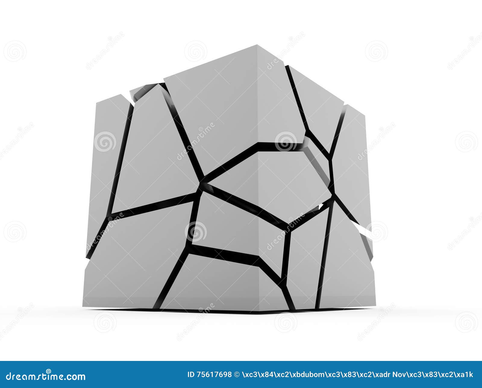 Cracked blue cube. stock illustration. Illustration of effect - 75617698