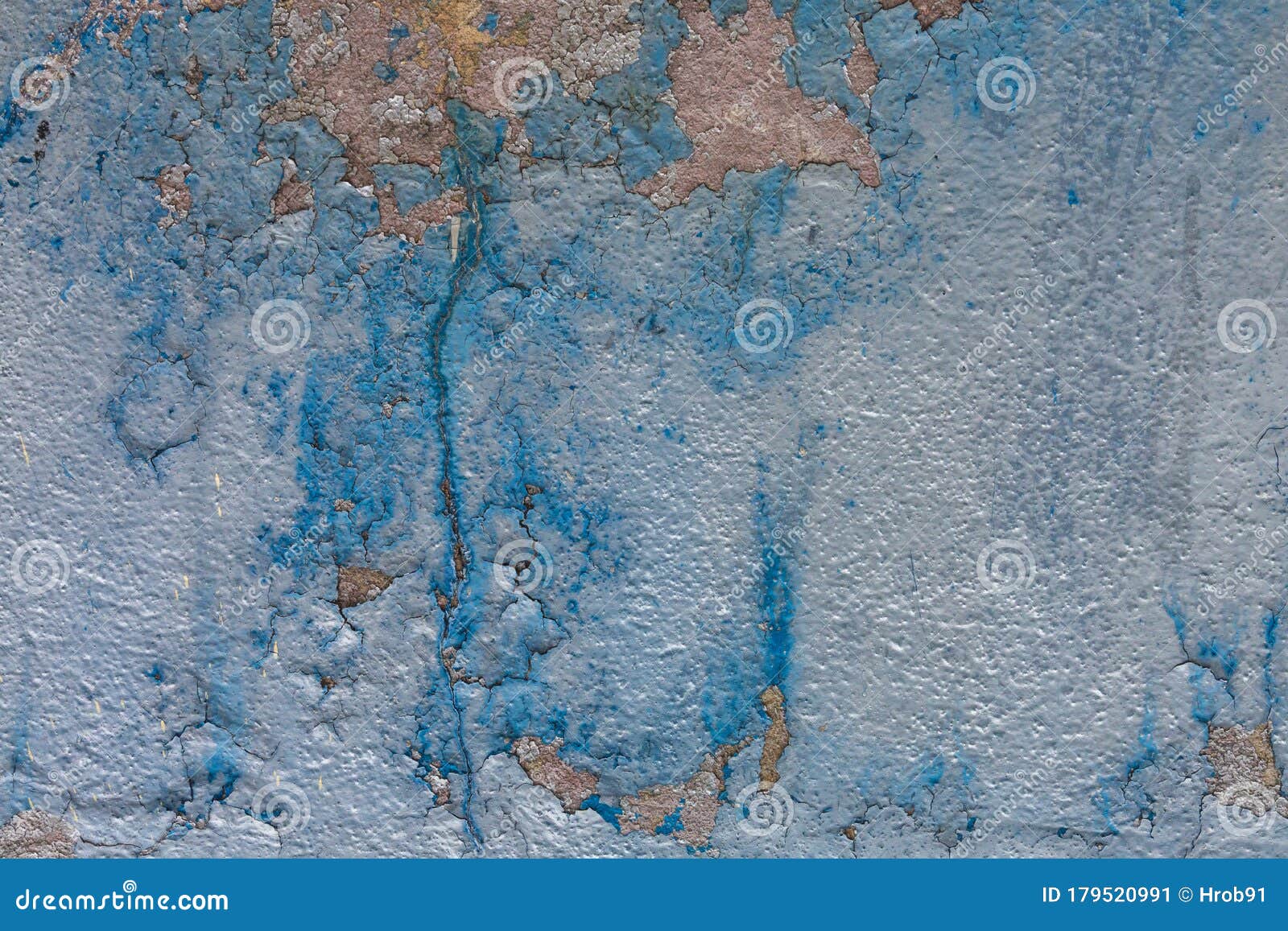 Cracked Blue Painted Wall Texture Stock Image - Image of cement ...