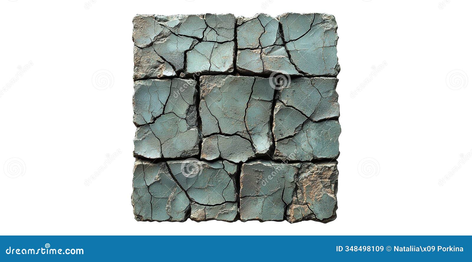 Cracked Blue Stone Texture Block Isolated on Transparent Background ...