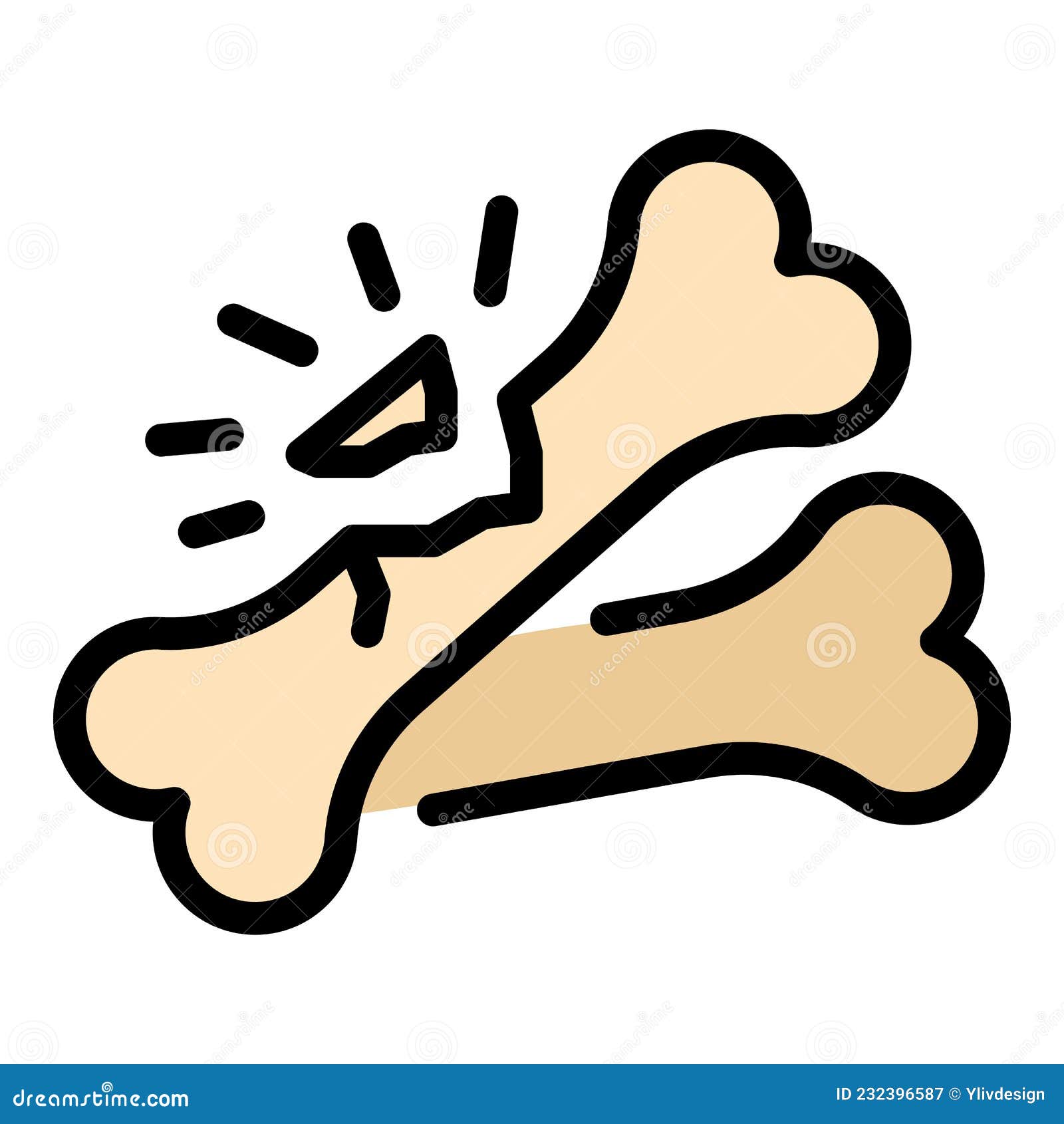 Cracked Bone Icon Color Outline Vector Stock Vector - Illustration of ...