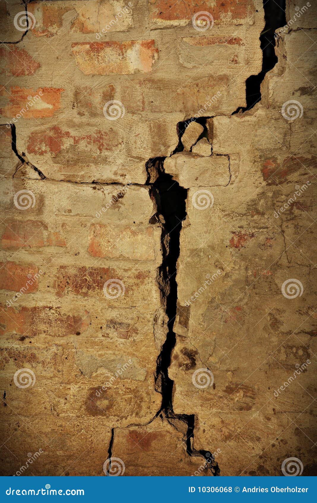 Cracked brick wall stock photo. Image of stone, background - 10306068