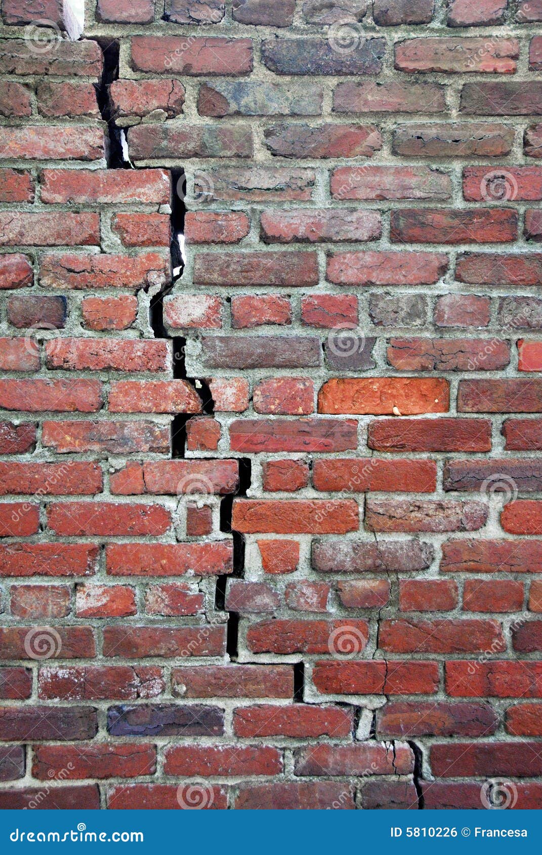 Cracked Brick Wall stock photo. Image of broken, crumbling - 5810226