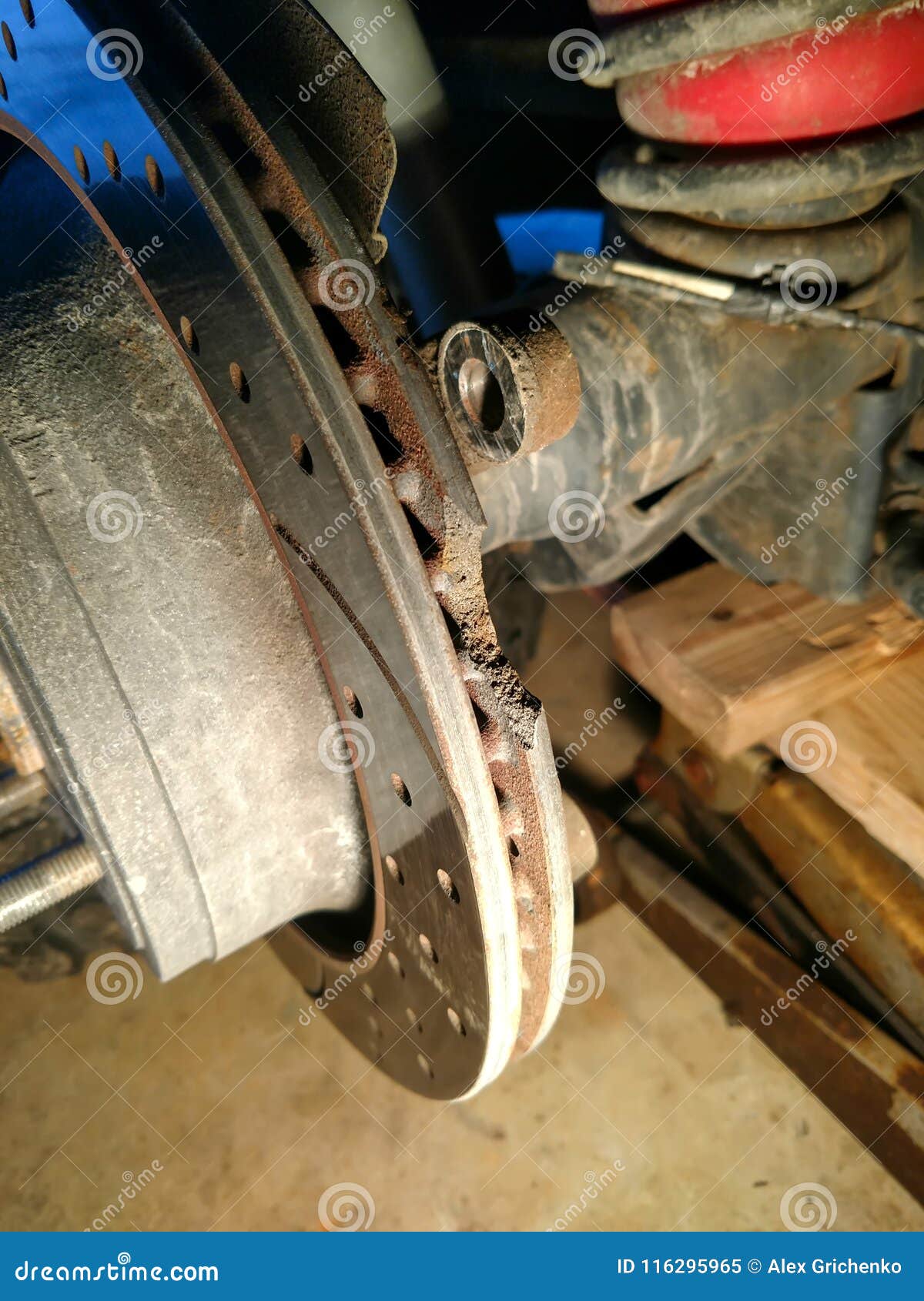 Cracked and Brocken Break Disk from a Car Stock Image - Image of front ...